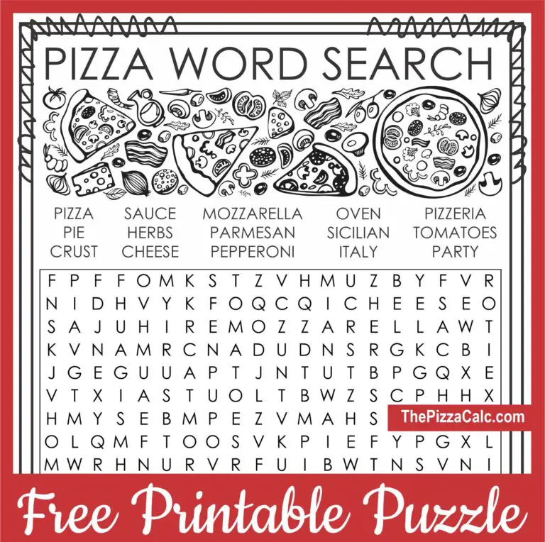 Pizza Word Search Puzzle PDF Freebie - The Pizza Calc